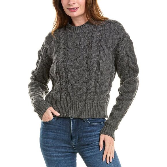 Frame Denim | Sweaters | Frame Denim Womens Cable Wool Sweater Grey ...
